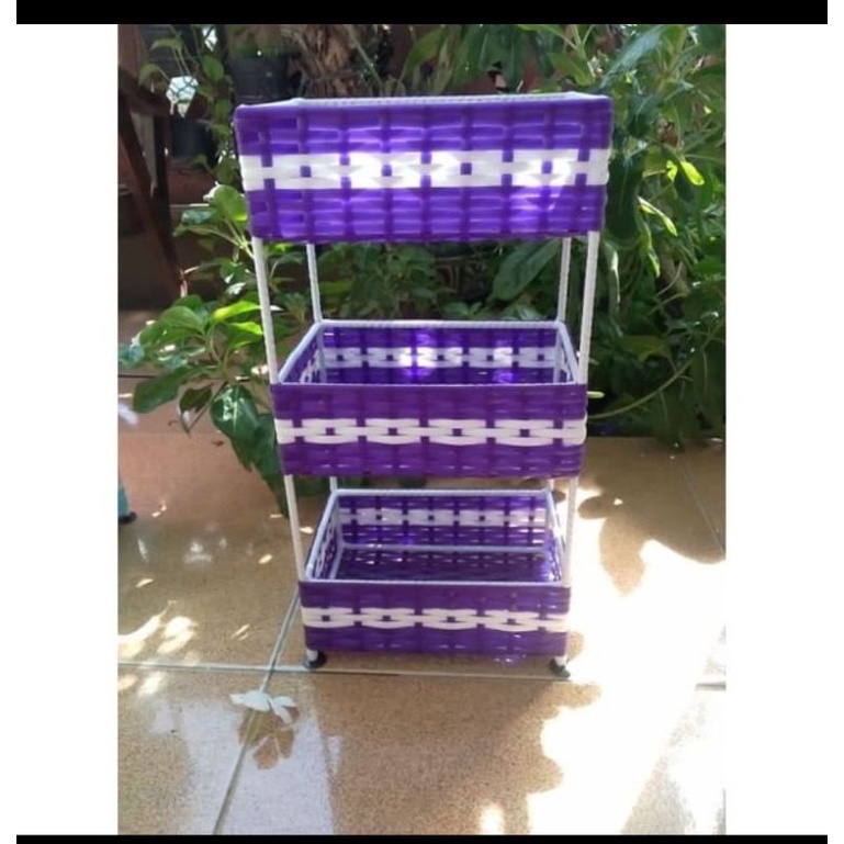 Jual RAK SERBAGUNA SUSUN 3 BAHAN TULANG BESI, ANYAMAN ROTAN SINTETIS ...