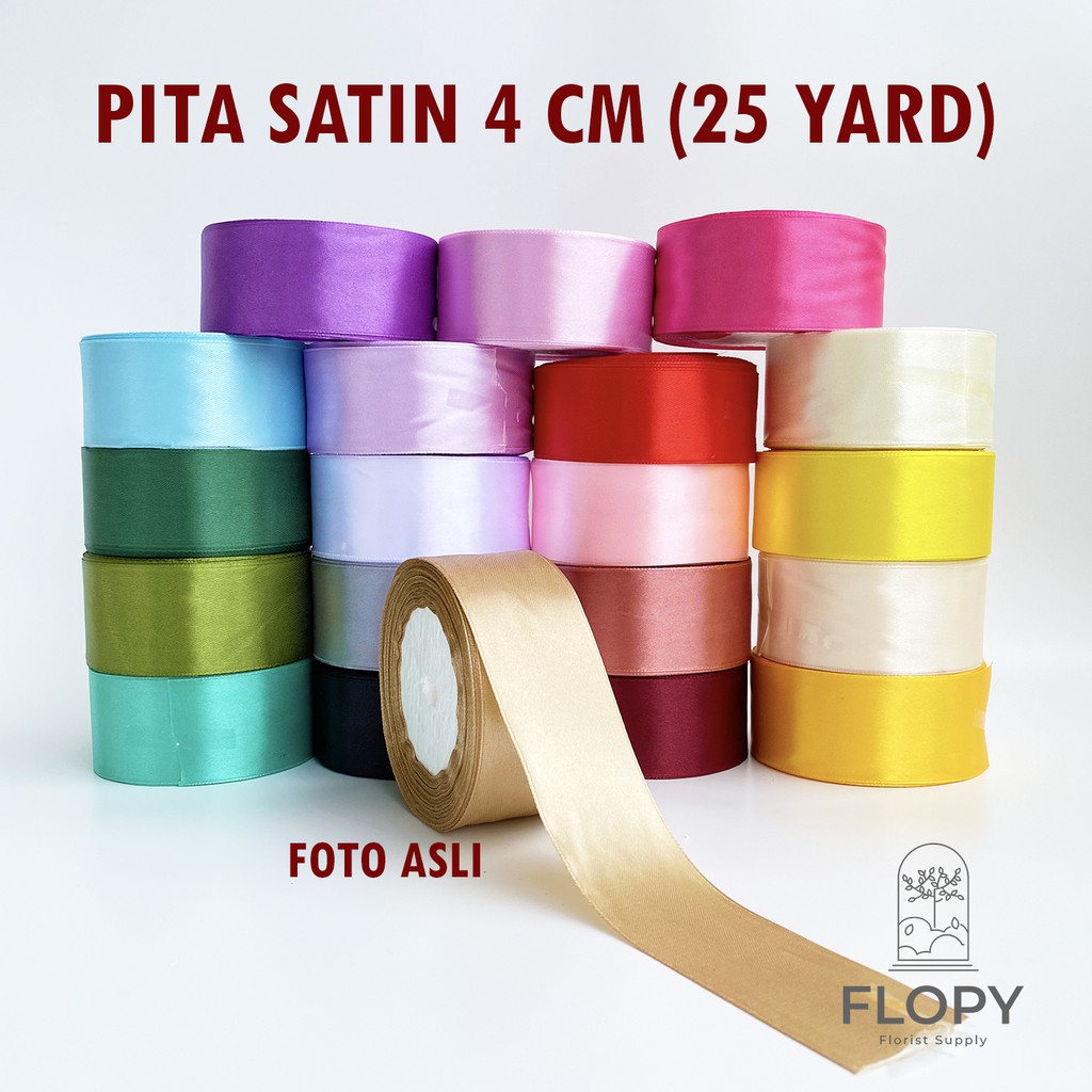 Jual FLOPY 1 Roll Pita Satin 4 cm - 25 yard / 22 meter & 1 Roll Pita ...