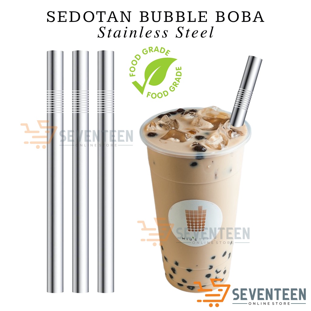 Jual SEVENTEEN SEDOTAN BUBBLE TEA STAINLESS 12MM SEDOTAN MINUM BOBA ...