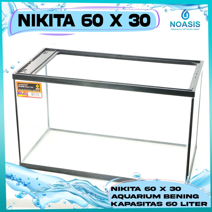 Jual AQUARIUM MERK NIKITA UKURAN 60 x 30 x 36 CM GLASS WATER TANK AKUARIUM | Shopee Indonesia
