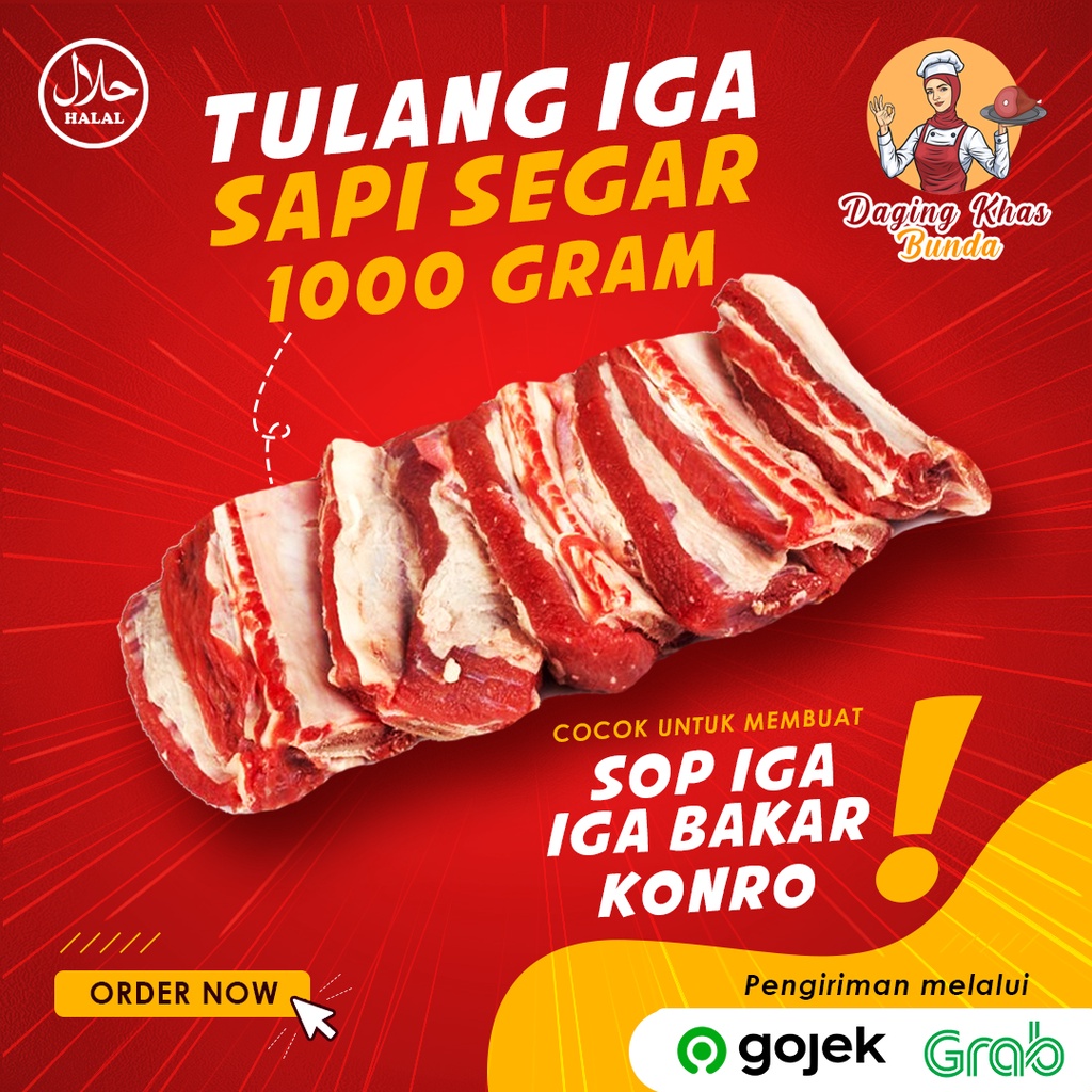 Jual Premium Tulang Iga Sapi Lokal Segar Fresh 1kg 1 Kg 1000 Gram