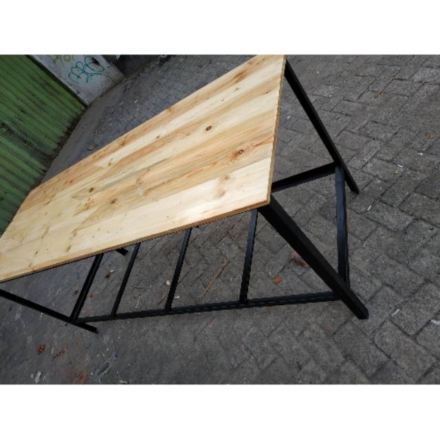 Jual Meja panjang 2 meter jati belanda kaki besi | Shopee Indonesia