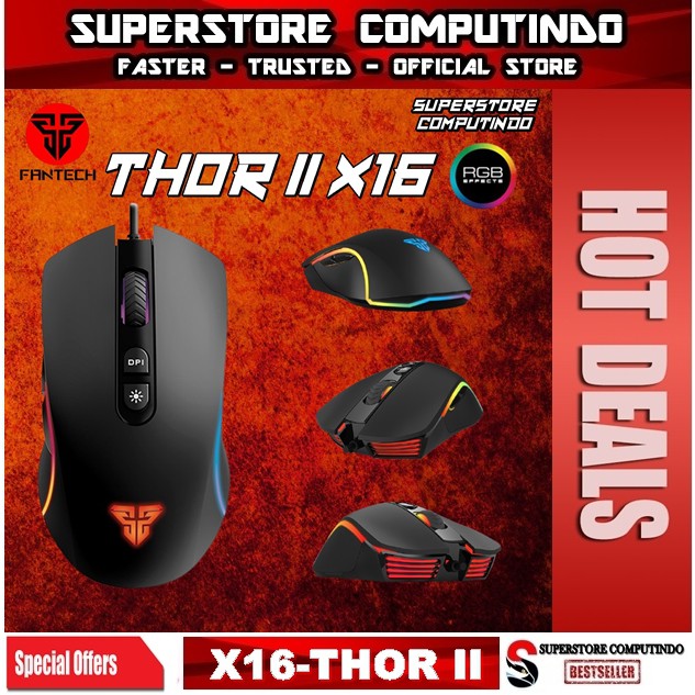 Jual Fantech THOR II X16 Macro RGB Gaming Mouse PIXART | Shopee Indonesia
