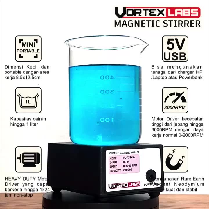 Jual VORTEXLAB Magnetic Stirrer Portable Magnetic Mixer Vortex Mixer pengaduk Cairan Lab ...