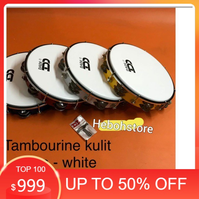 Jual Tamborine/tamborin Dadi Kulit Asli Original 2 in 1 Double ring ...