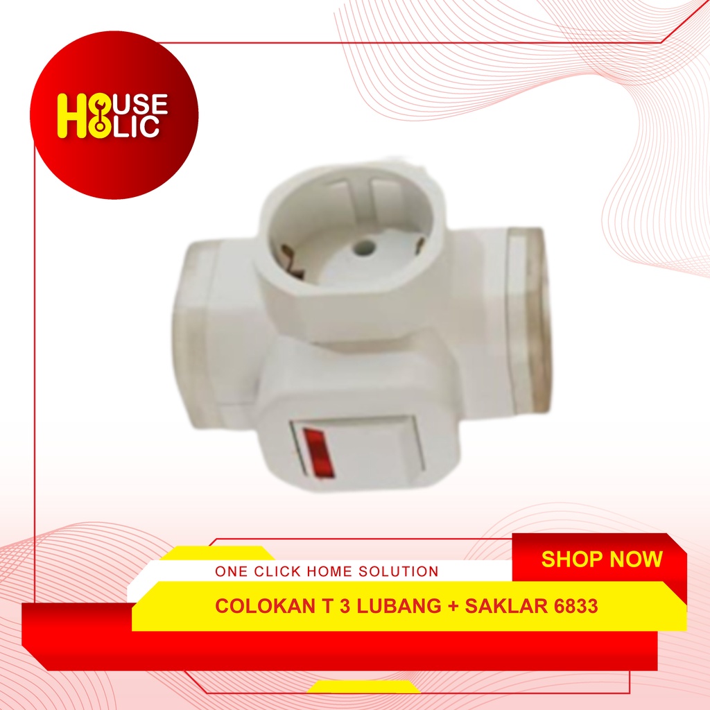 Jual Steker + Saklar Tee Arde 3 Lubang / Colokan Listrik T Cabang 3 ...