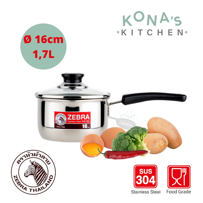Jual Zebra Sauce Pan 16 Cm with Glass Lid - Cesar (166310) / Panci ...