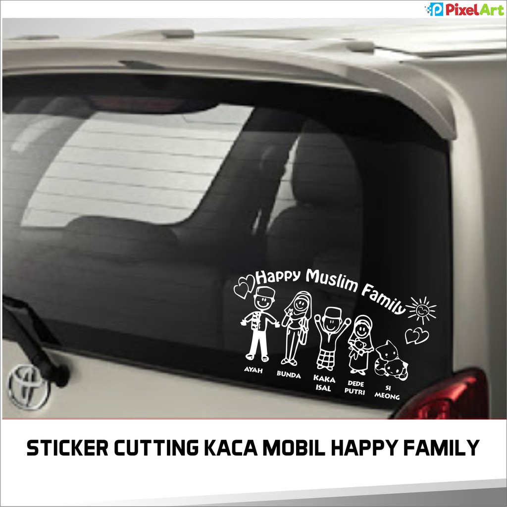Jual STIKER CUTTING STICKER KACA BELAKANG MOBIL HAPPY FAMILY ANTI AIR ...