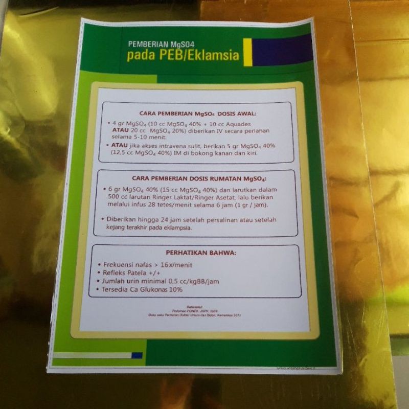 Jual Poster Pemberian MgSo4 pada PEB/Eklamsia kode Ke-55 | Shopee Indonesia