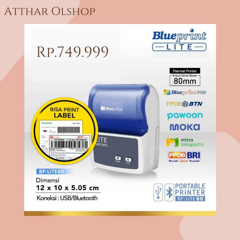 Jual Printer Portable Thermal Label 80 BLUEPRINT BP LITE80 - USB ...