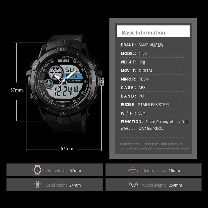 Jual Jam Tangan Pria Sport Dual Time Original SKMEI 1428 Anti Air Black ...