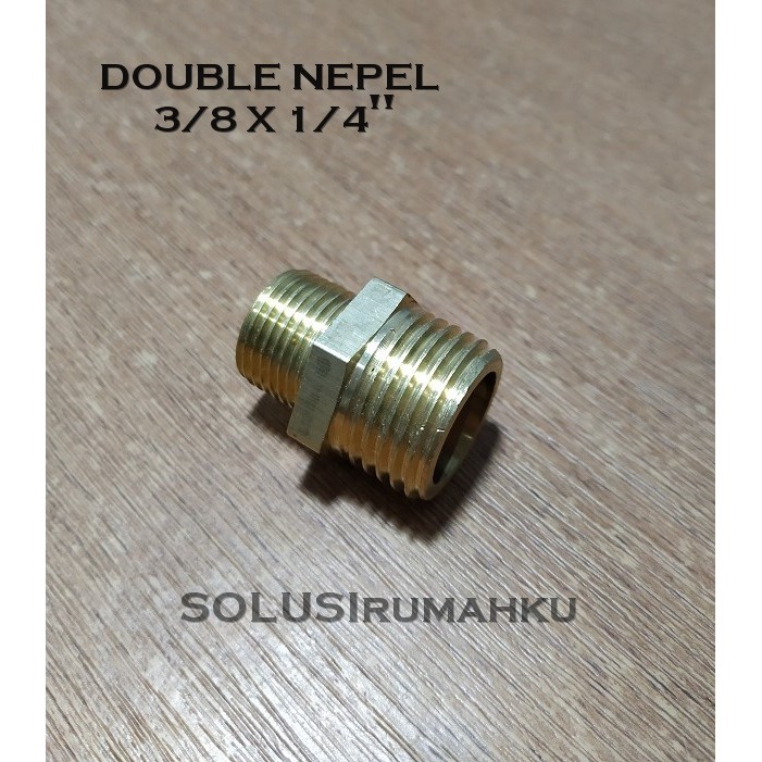 Jual PAPS DOUBLE NEPEL 3/8 X 1/4 Kuningan Tebal Drat Luar Doble Dobel ...