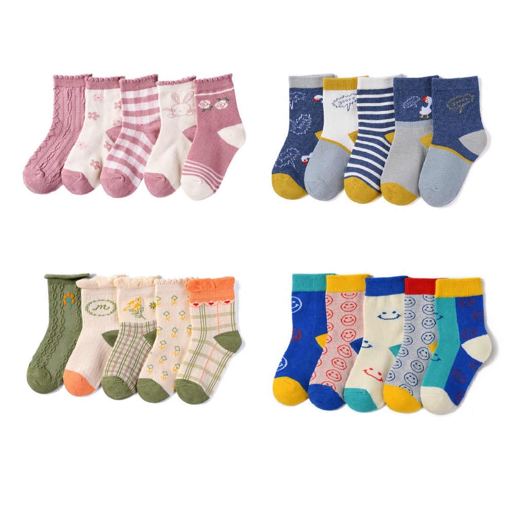 Jual A42 NEW (1 Set 5 psg) Set kaos kaki anak kualitas premium banyak ...