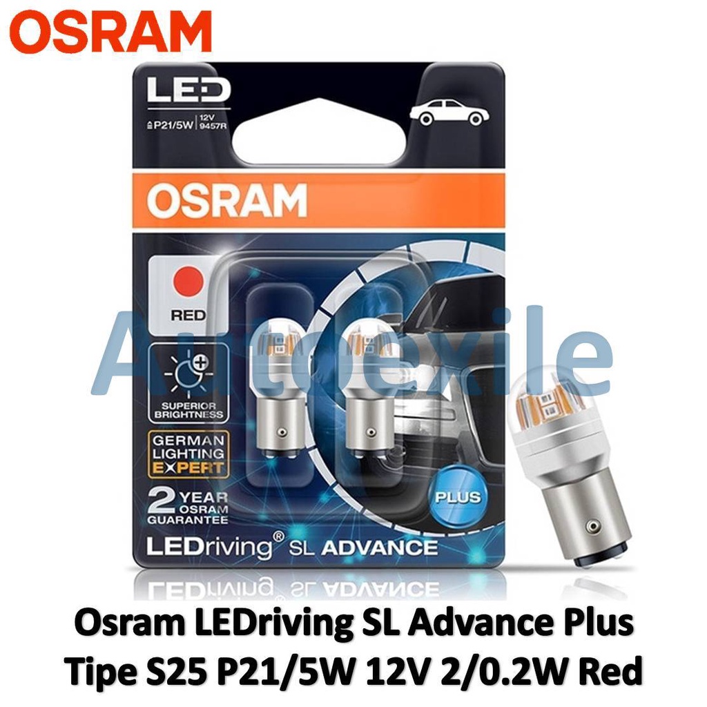 Jual Osram LED S25 P21/5W BAY15d 12V Red Merah Original Lampu Rem Tail ...