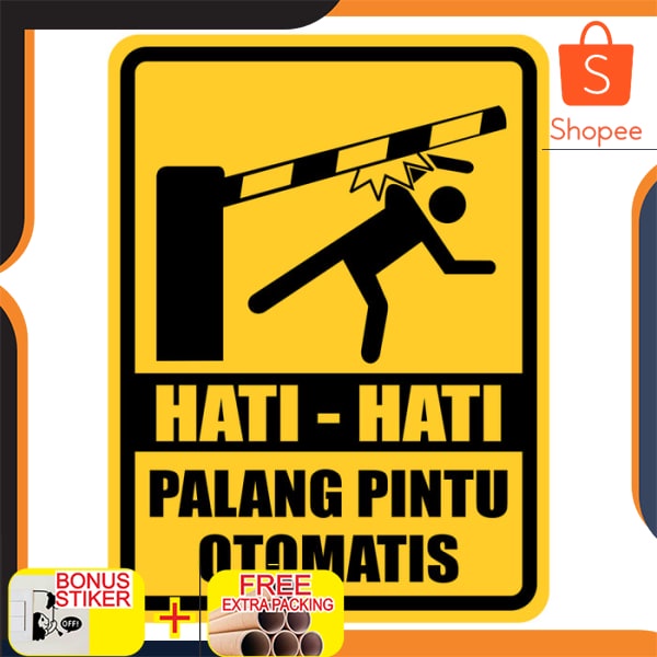 Jual Grosir Rambu Hati-hati Palang Pintu Otomatis 45cm x 60cm - Plat ...