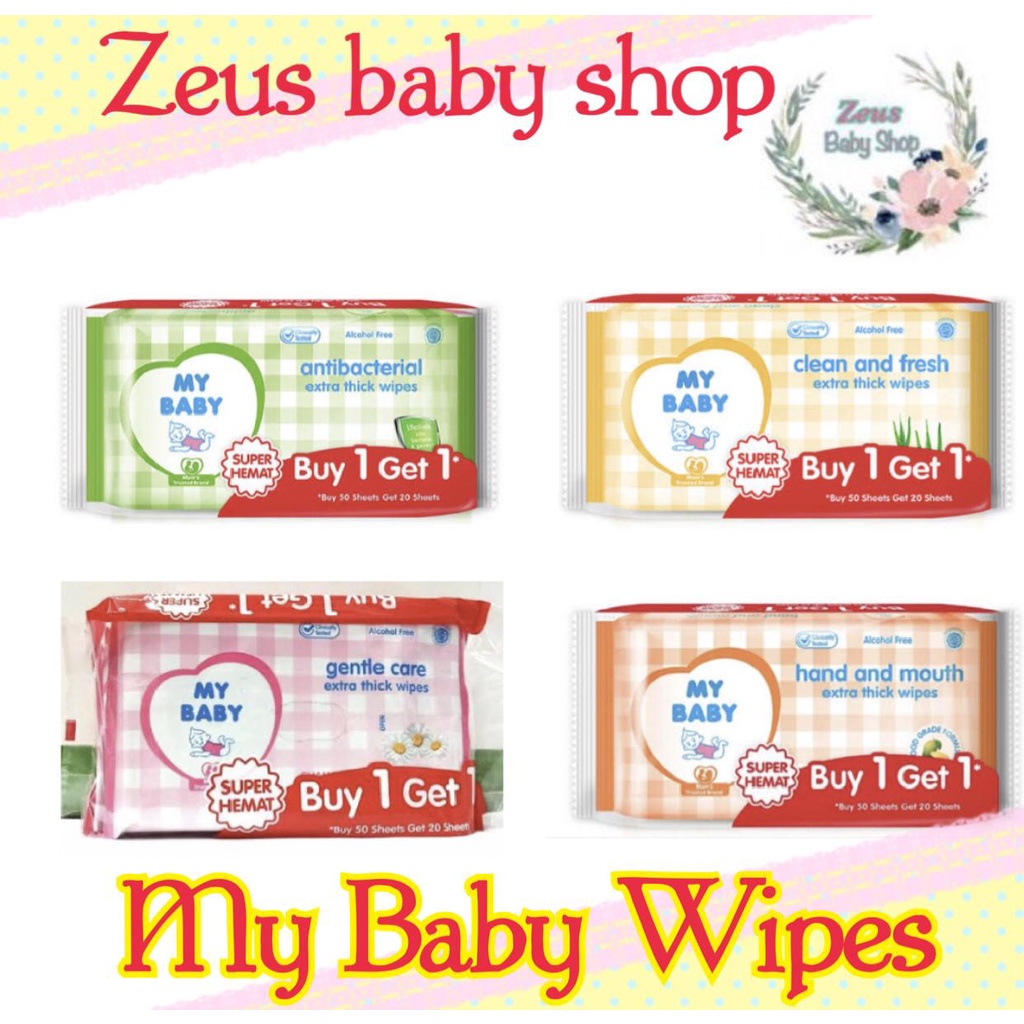 Jual MY BABY Extra Care Wipes [50 + 50 Sheets] - Tisu Basah | Shopee ...