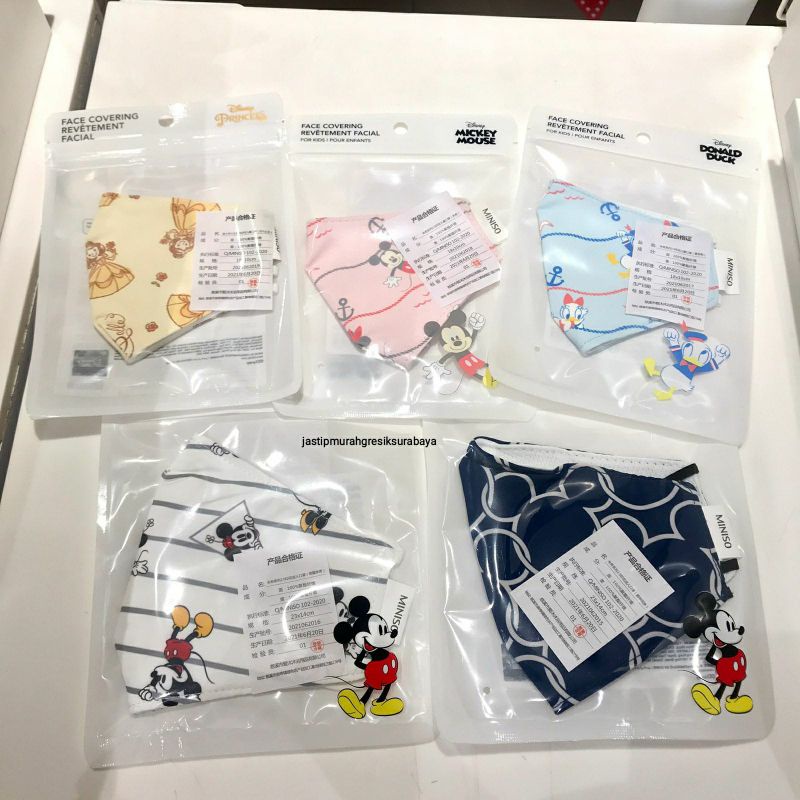 Jual FABRIC FACE MASK MINISO MASKER ANAK MASKER MINISO DISNEY MICKEY ...