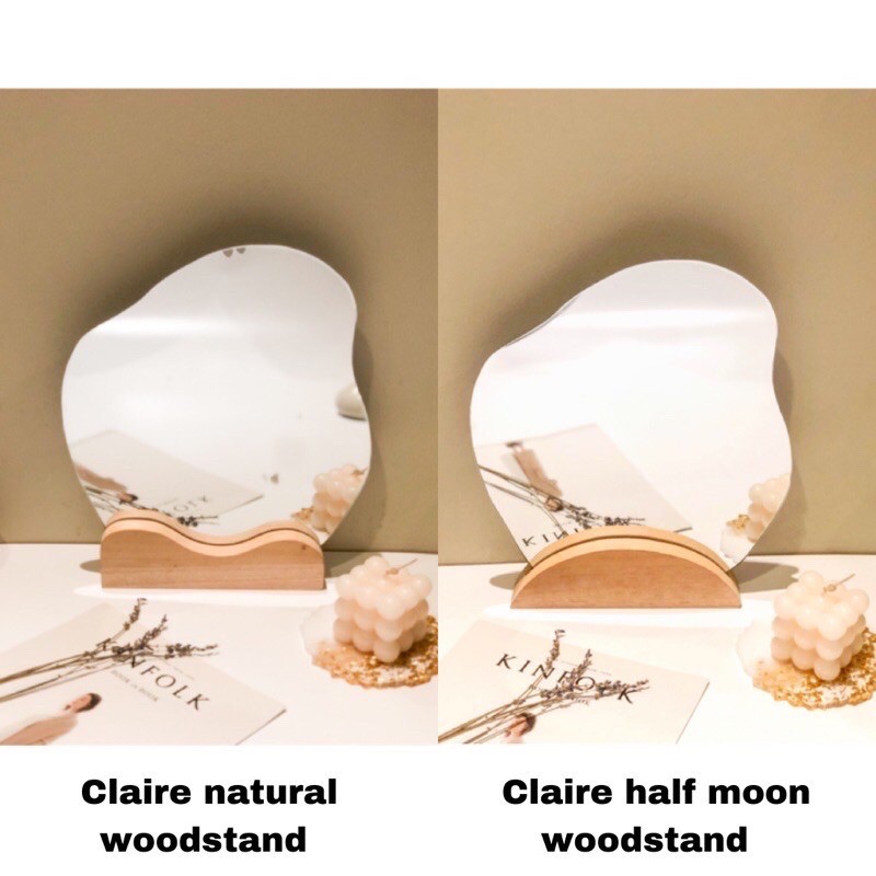 Jual Kaca cermin aesthetic HALF MOON / NATURAL WOOD STAND | aesthetic ...