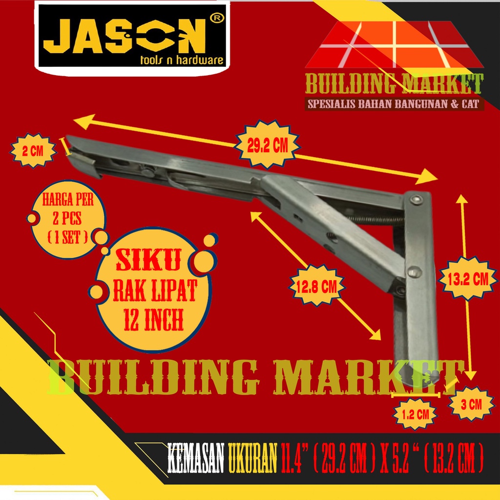 Jual SIKU RAK LIPAT STAINLESS BRACKET ENGSEL SIKU MEJA LIPAT JASON 12 ...