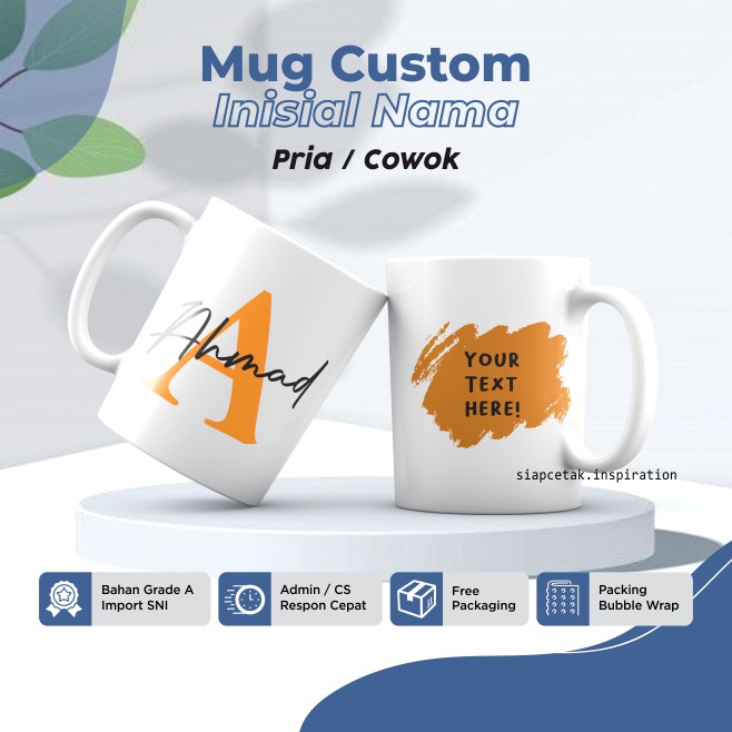 Jual Mug Custom Inisial Huruf/Mug Inisial Nama Custom/Mug Custom/Mug ...