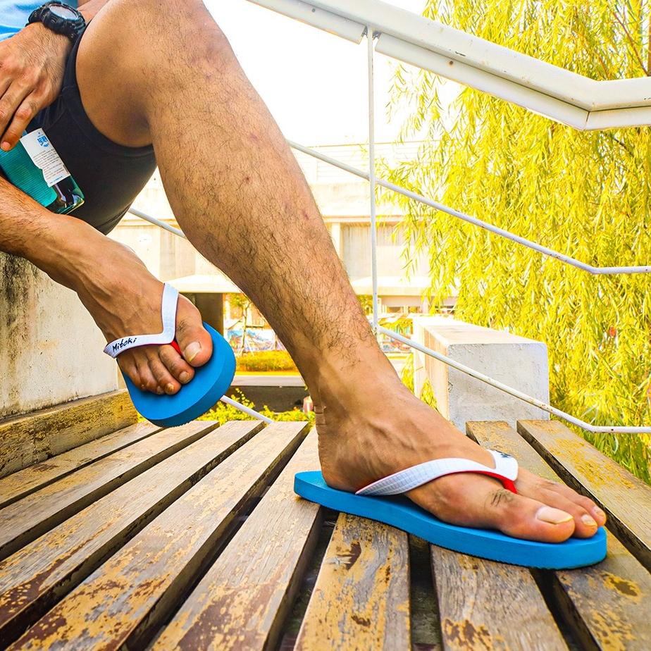 Jual New Sandal Jepit Pria Polos Biru Stripe Putih G008 - Takuya Water ...