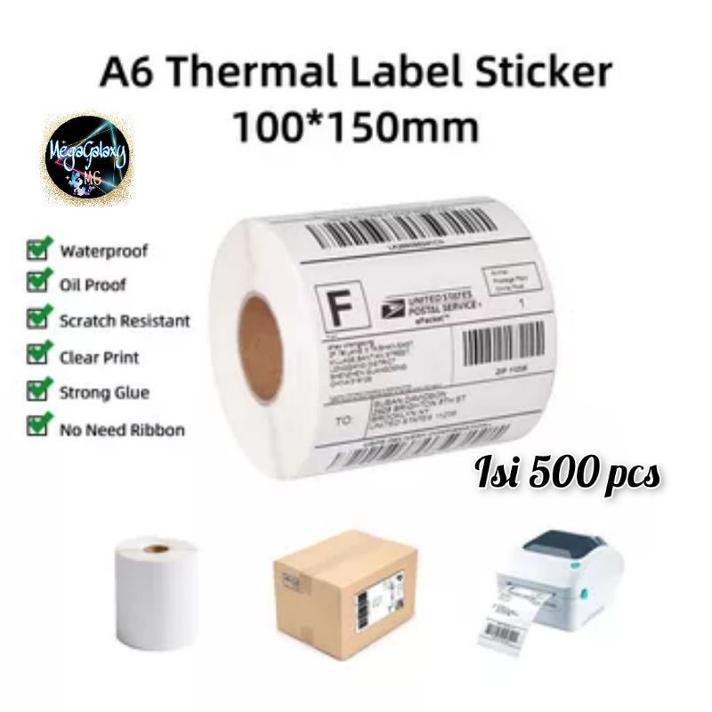 Jual Label Sticker Thermal 100x150 Kertas Thermal Barcode A6 500 pcs ...