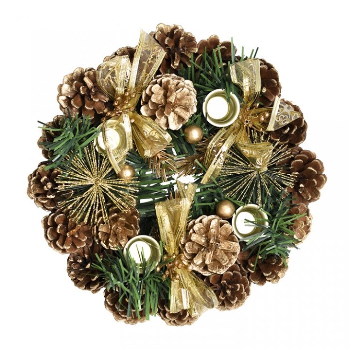 Jual Dekorasi Krans Natal / hiasan natal / Lingkaran Adven 4 Lilin 20cm ...
