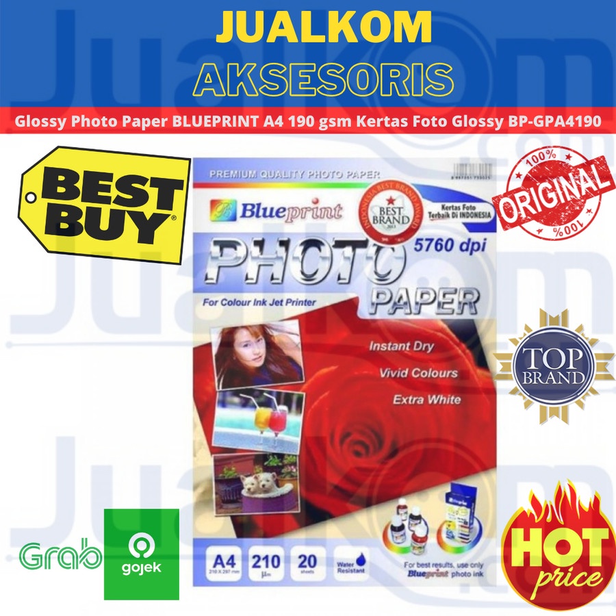 Jual Glossy Photo Paper BLUEPRINT A4 190 gsm Kertas Foto Glossy (BP ...