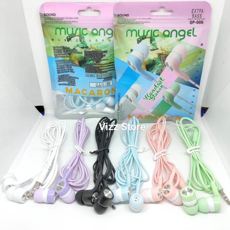 Jual Headset Handsfree Musik Angel Macaron Super Bass Handsfree HF ...