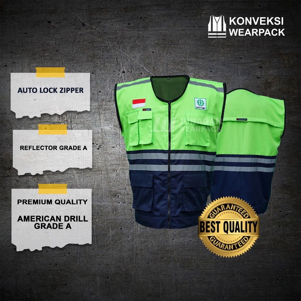 Jual Rompi Safety K3 Warna Hijau Stabilo Kombinasi Biru Navy | Shopee ...