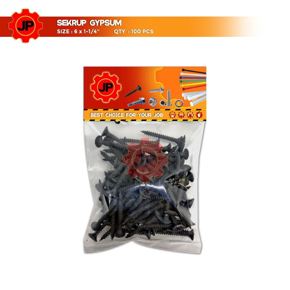 Jual SEKRUP GYPSUM 6 x 1-1/4 - SKRUP DRYWALL - BAUT GIPSUM HITAM ISI 100 PC | Shopee Indonesia