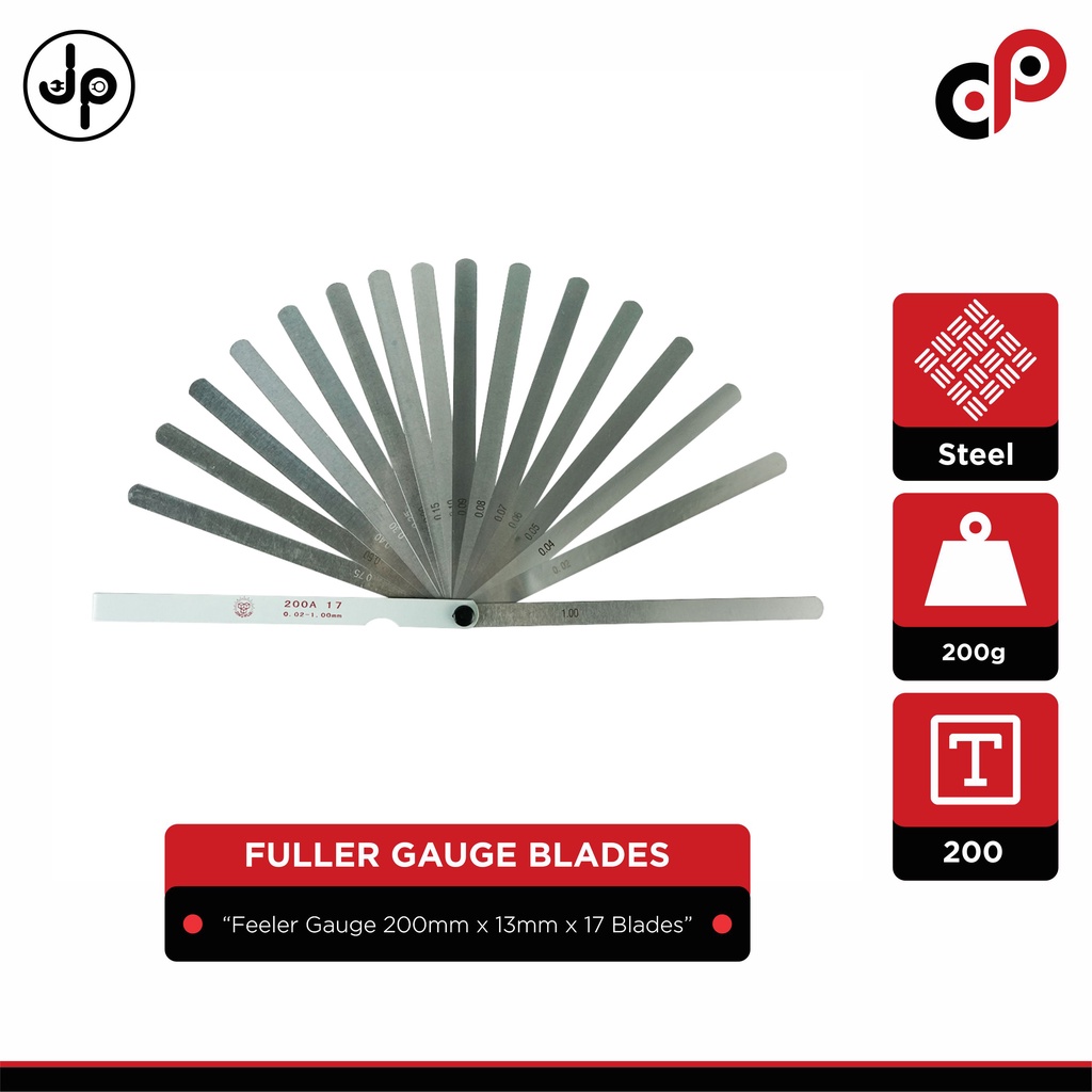Jual Fuller Gauge Blades | Feeler Gauge 200mm x 13mm x 17 Blades ...