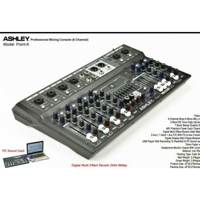 Jual Mixer Ashley Point 6 Original 6 Channel Bluetooth - PC Soundcard | Shopee Indonesia