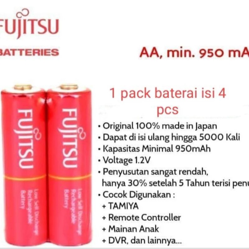 Jual FUJITSU BATERAI AA 1.2V ISI 4 HR 3 UTLA 4B RECHARGEABLE MADE IN JAPAN | Shopee Indonesia