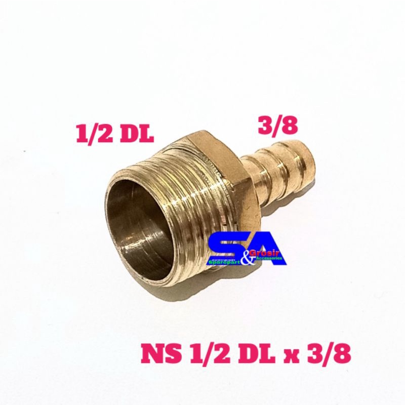 Jual Nepel Selang 1/2 Drat Luar x 3/8 inch Kuningan/Niple Hose 20 x 11 ...