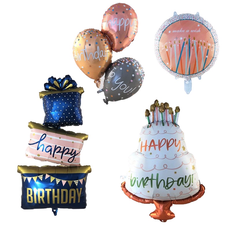 Jual Balon Foil Happy Birthday Cake Lilin / Gift Stacker Jumbo / Bulat ...