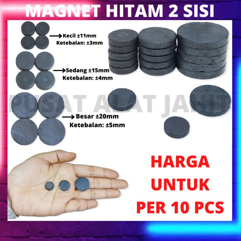 Jual Magnet hitam bulat polos 2 sisi bulak balik per 10 pcs | Shopee ...