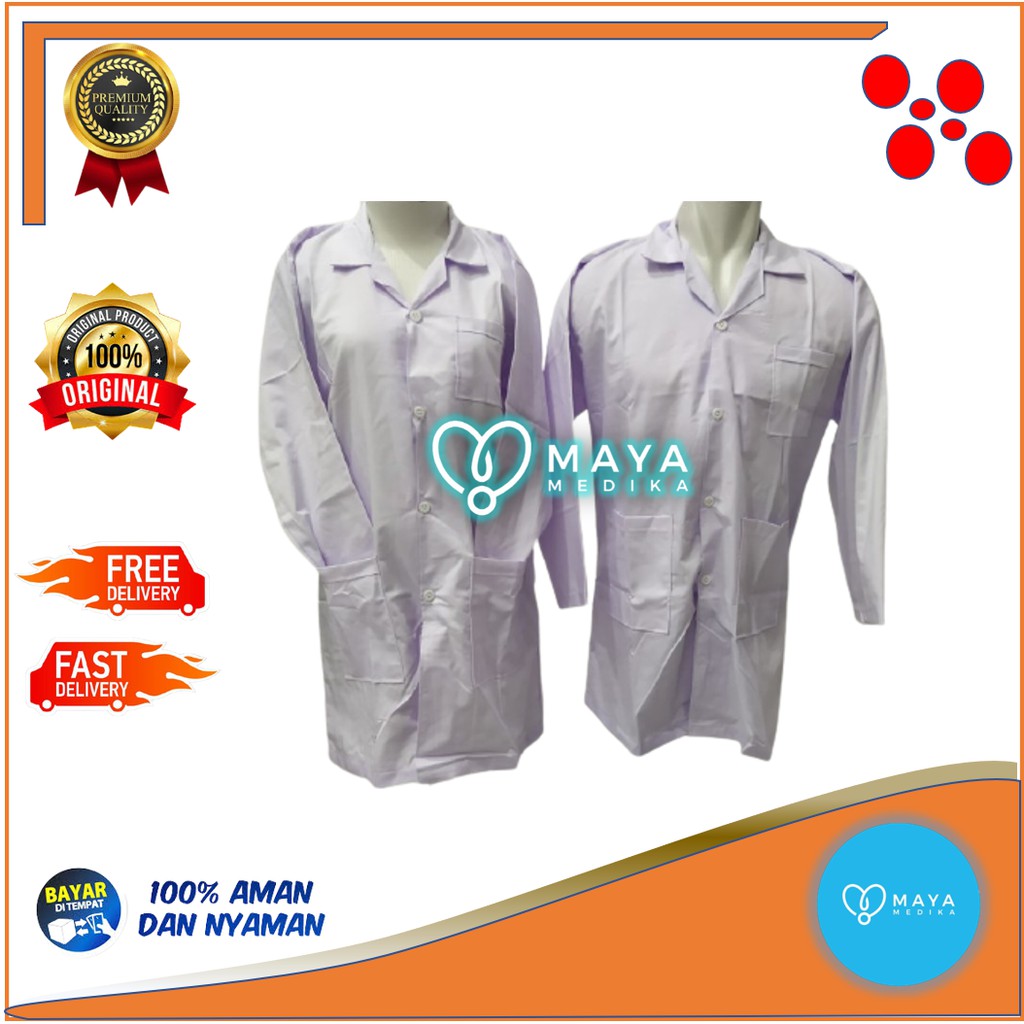 Jual Baju Lab Lgn Panjang Kain Katun - Putih | Shopee Indonesia