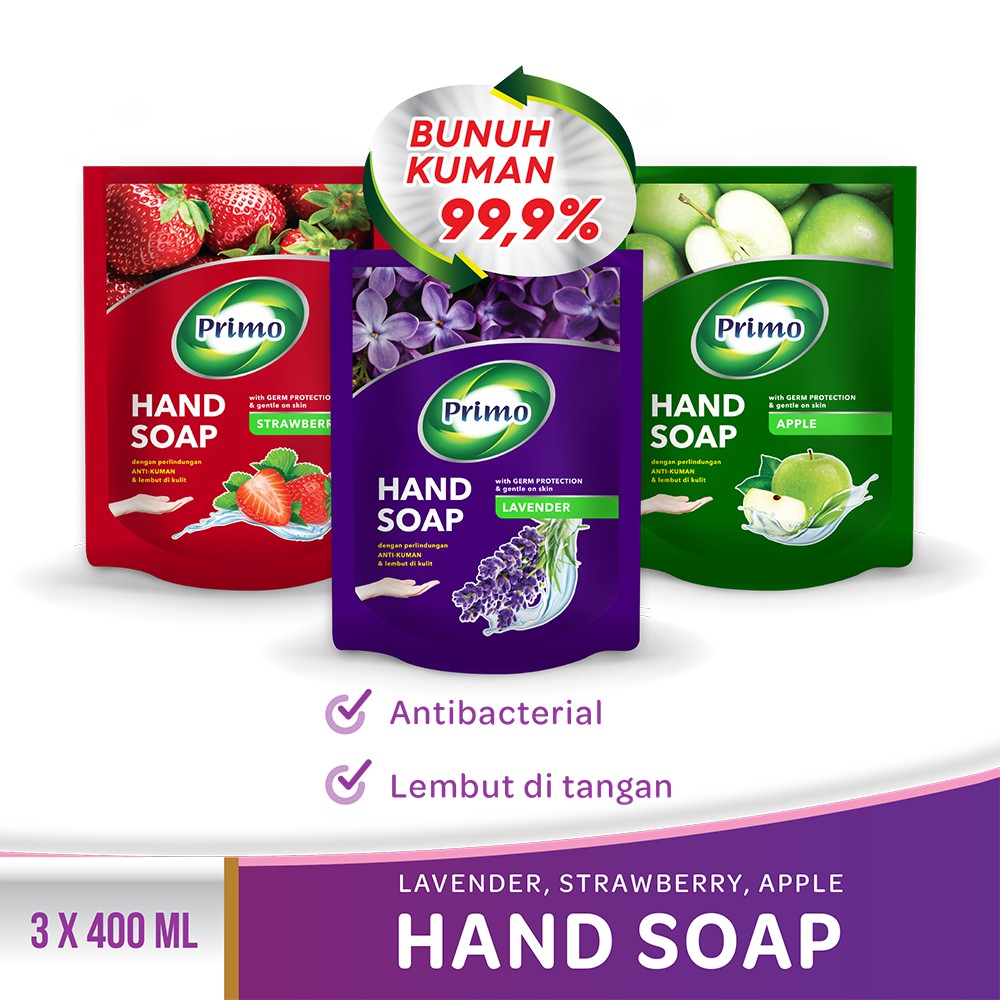 Jual PRIMO Hand Soap Sabun Cuci Tangan Antibacterial Antiseptik 3 x 400 ...