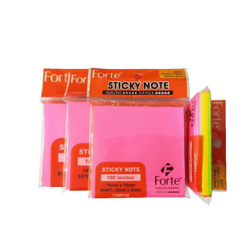 Jual Sticky Note / Kertas Memo Tempel Forte Warna (75mm x 75mm) 654FT ...