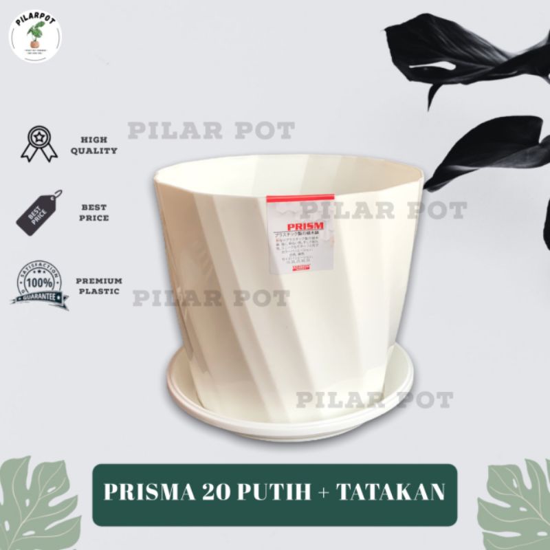 Jual POT BUNGA TANAMAN TABITHA TWIST FLOWER PRISMA 20 PUTIH + TATAKAN PUTIH | Shopee Indonesia
