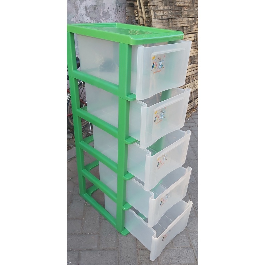 Jual Lemari Plastik Laci Bening Premium Kartun Bening Susun 5 + Roda ...