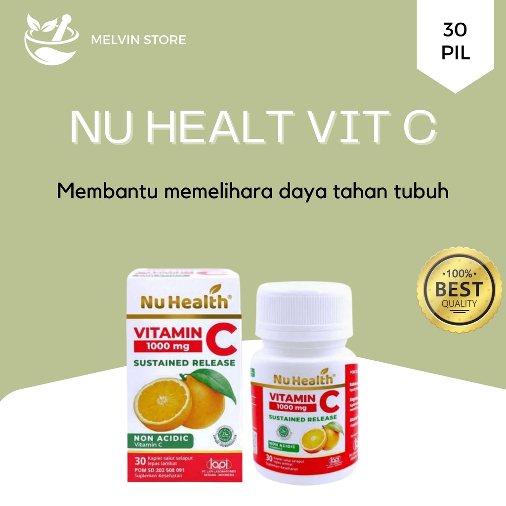 Jual Nu Healt Vitamin C 1000 Mg 3O Kaplet Suplemen Kesehatan Non Acidic ...