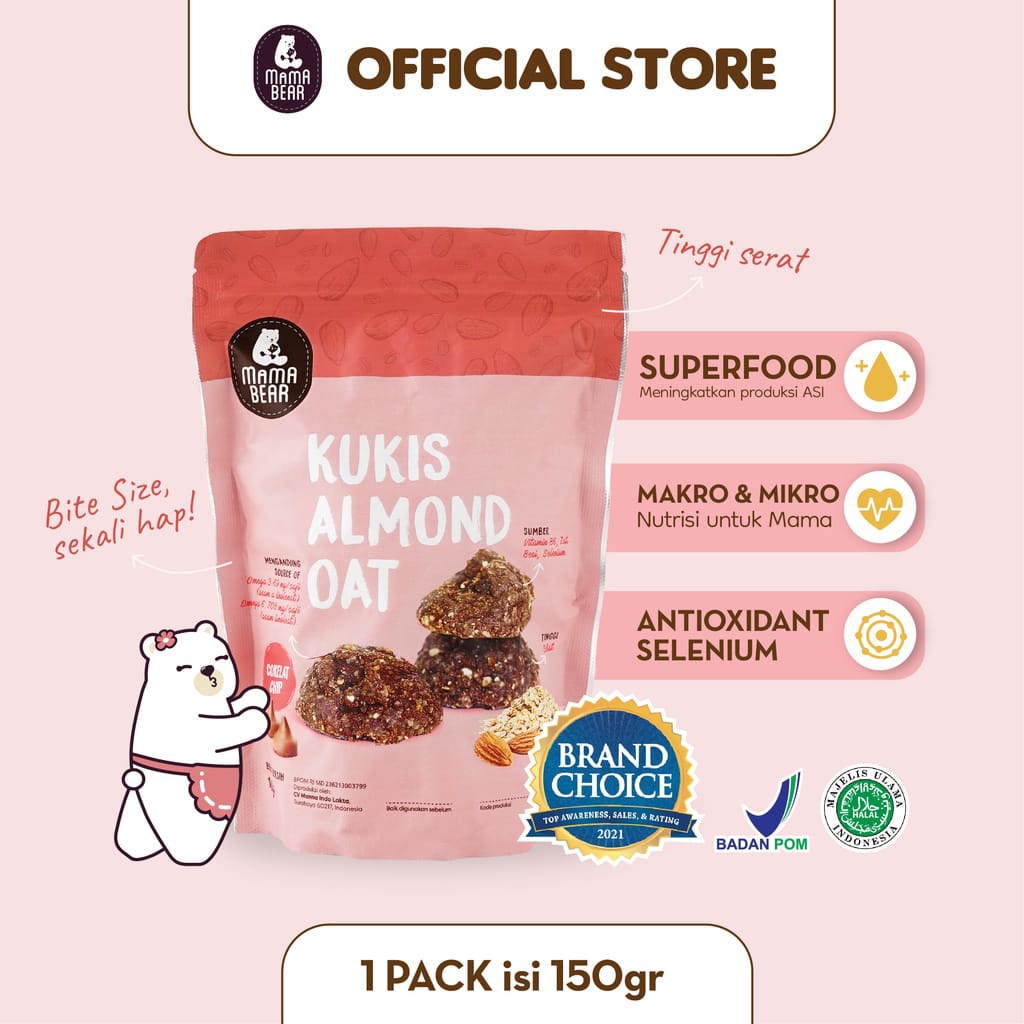 Jual Cookies Almond Mama Bear Pelancar ASI Cookies Kue Kering ASI ...