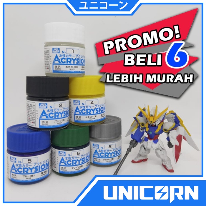 Jual PAKET HEMAT! ACRYSION MR HOBBY COLOR (6 PCS) CAT KUAS GUNDAM MODEL KIT | Shopee Indonesia