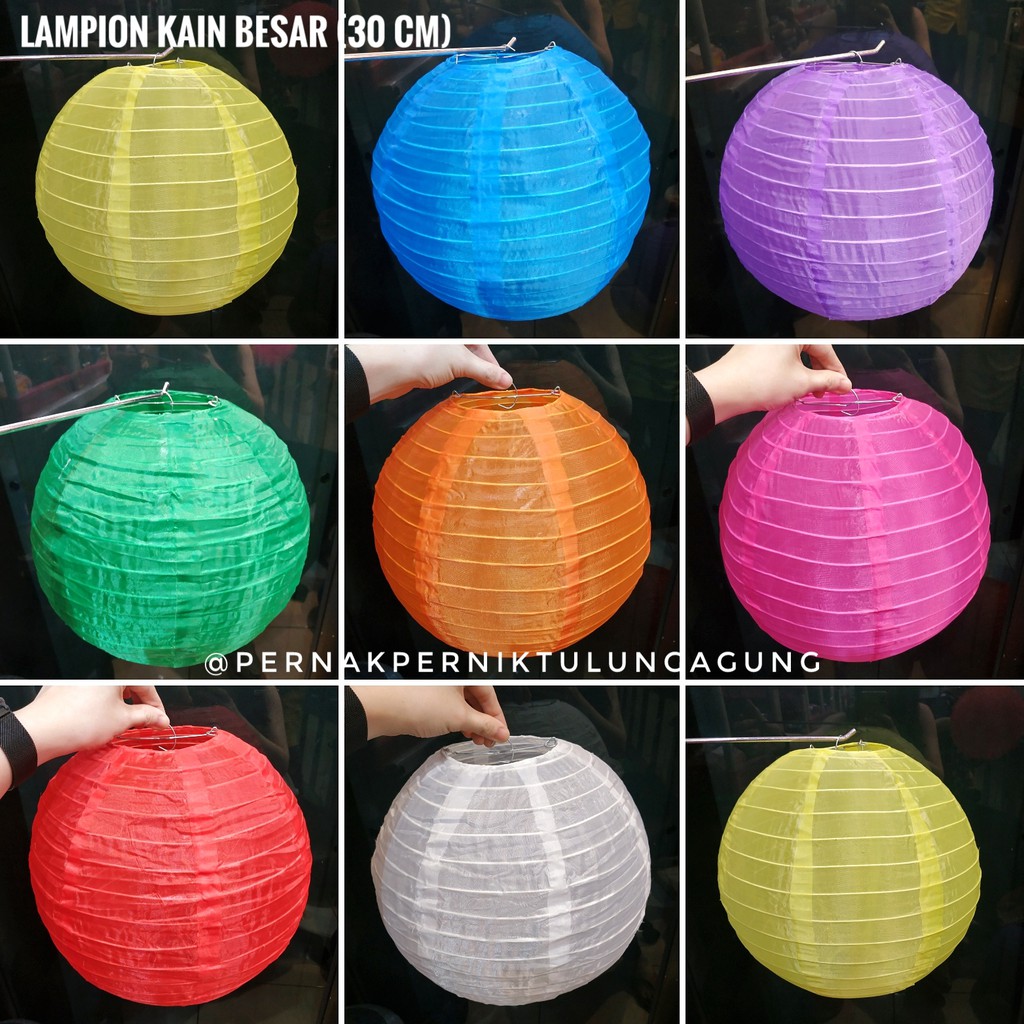 Jual Lampion Kain Polos 30cm - warna biru tua, merah, pink tua, putih ...