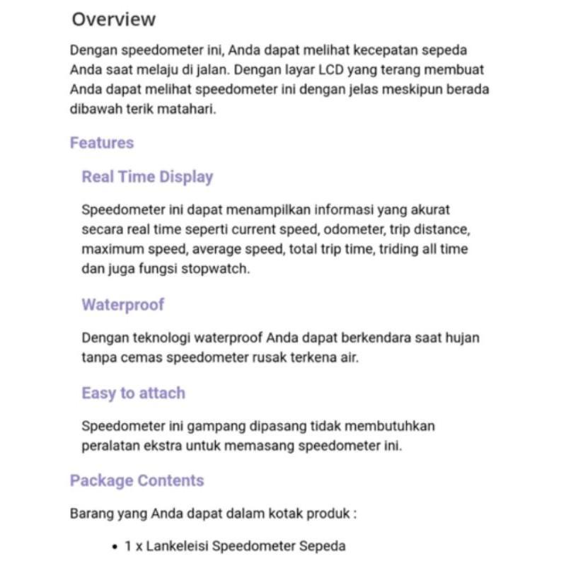 Jual Speedo Meter Computer Speedometer Sepeda Lankeleisi Black Alat Pengukur Kecepatan Jarak ...