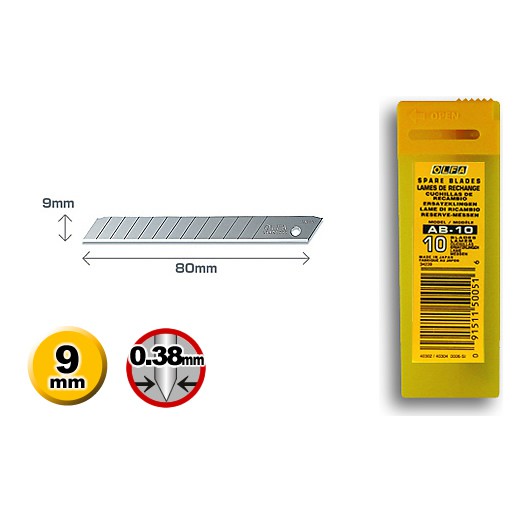 Jual OLFA AB-10 Refill Pisau Cutter 9mm (10pcs/pack) Spare blade 9 mm | Shopee Indonesia