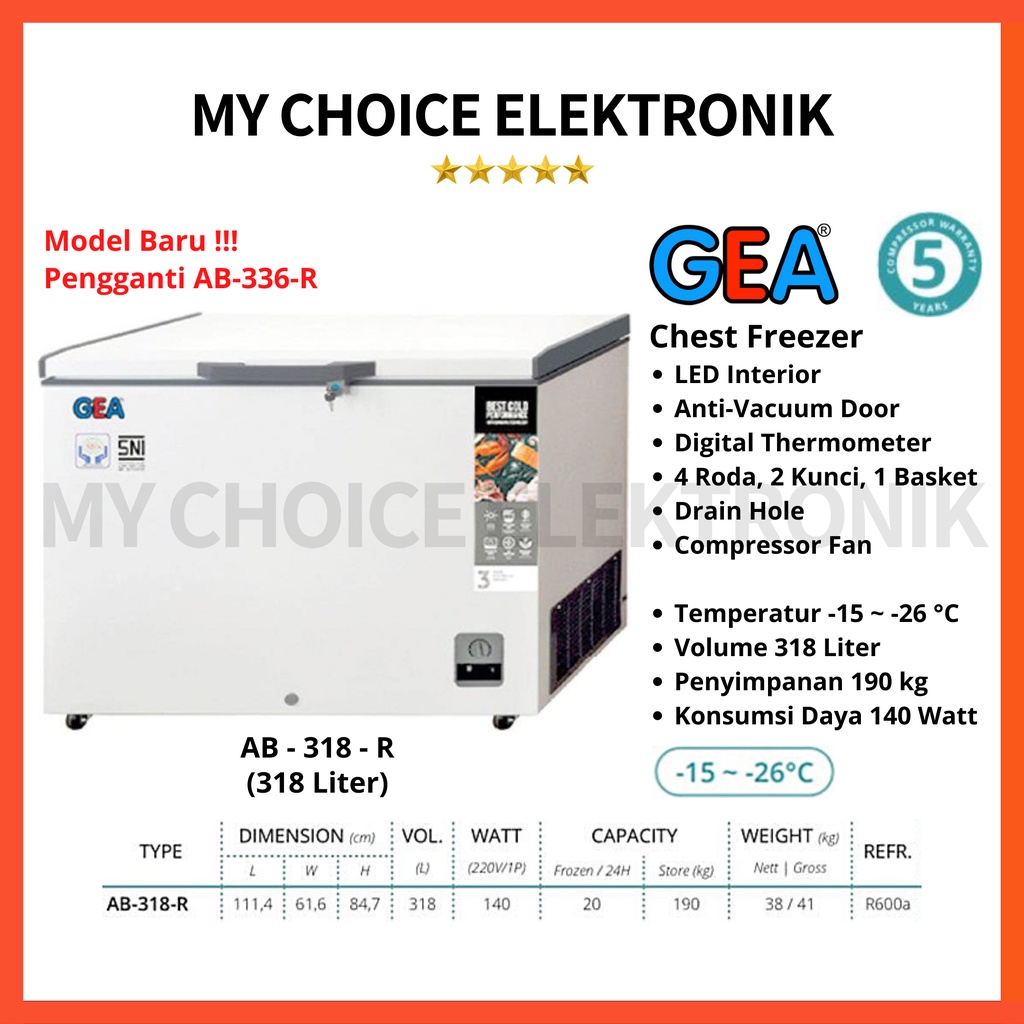 Jual GEA Chest Freezer AB-318-R / AB-318R | Shopee Indonesia