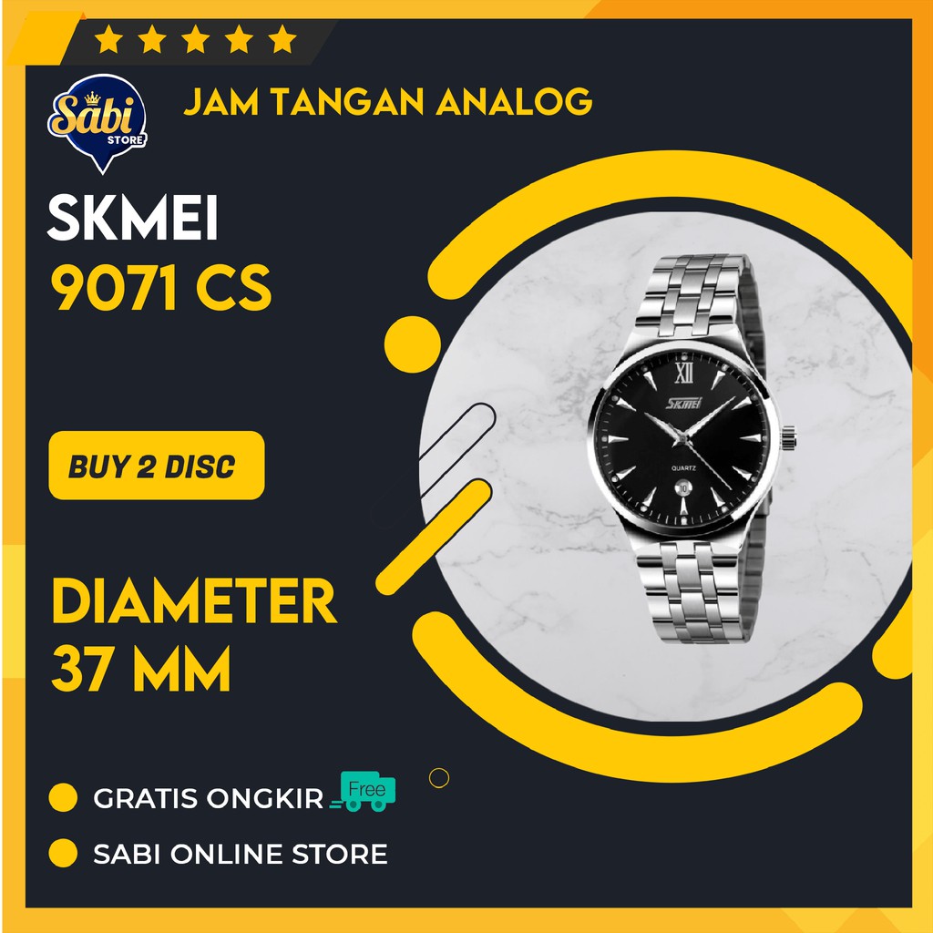 Jual ORIGINAL SKMEI 9071 CS / JAM TANGAN ANALOG / STRAP RANTAI BESI ...